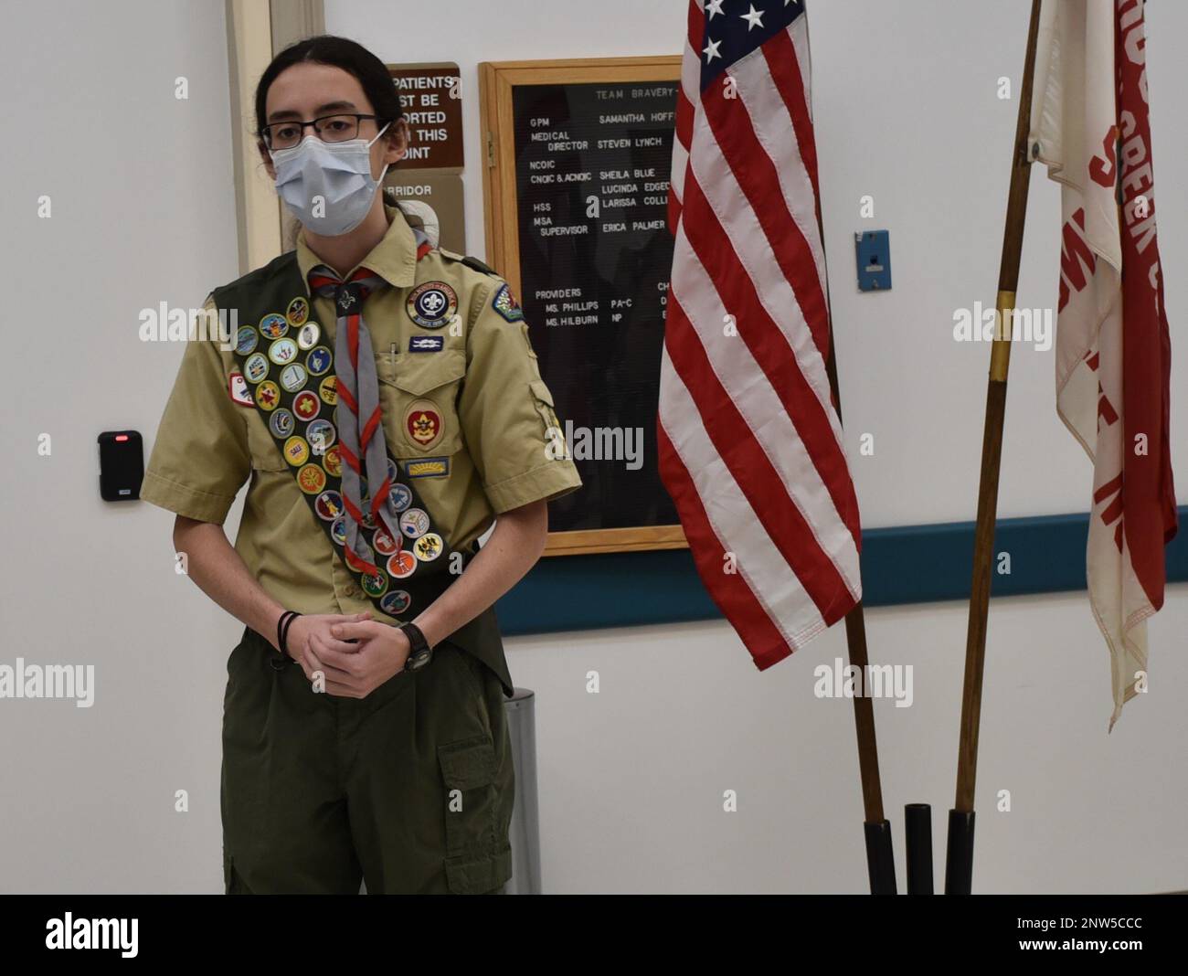 Noah Zeek, eagle scout with Boys Scout of America Troop 94, speaks to ...