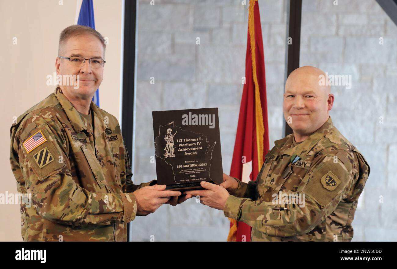 Staff Sgt. Matthew Joski (right) of the 1157th Transportation Company ...