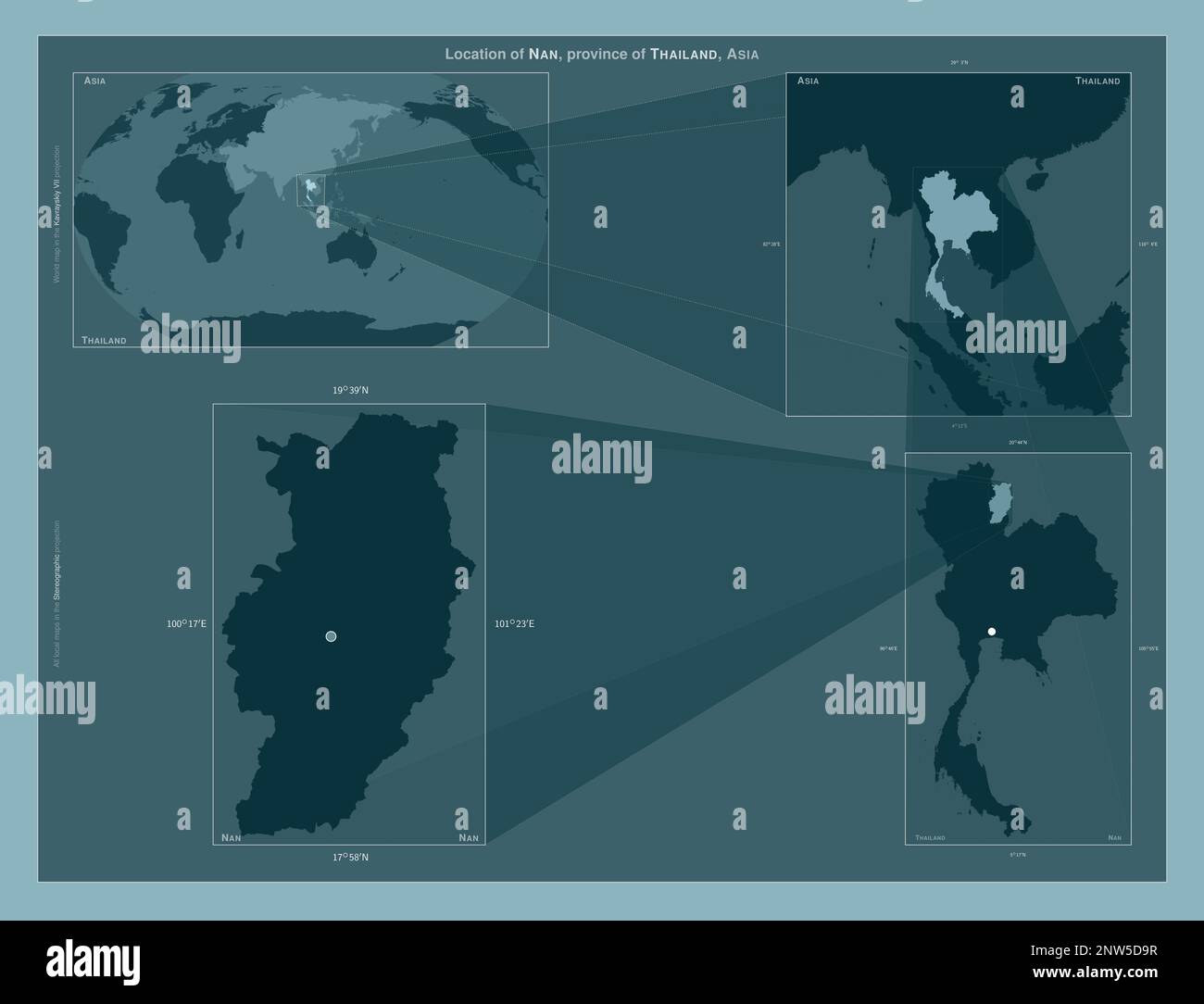 Nan, province of Thailand. Diagram showing the location of the region ...