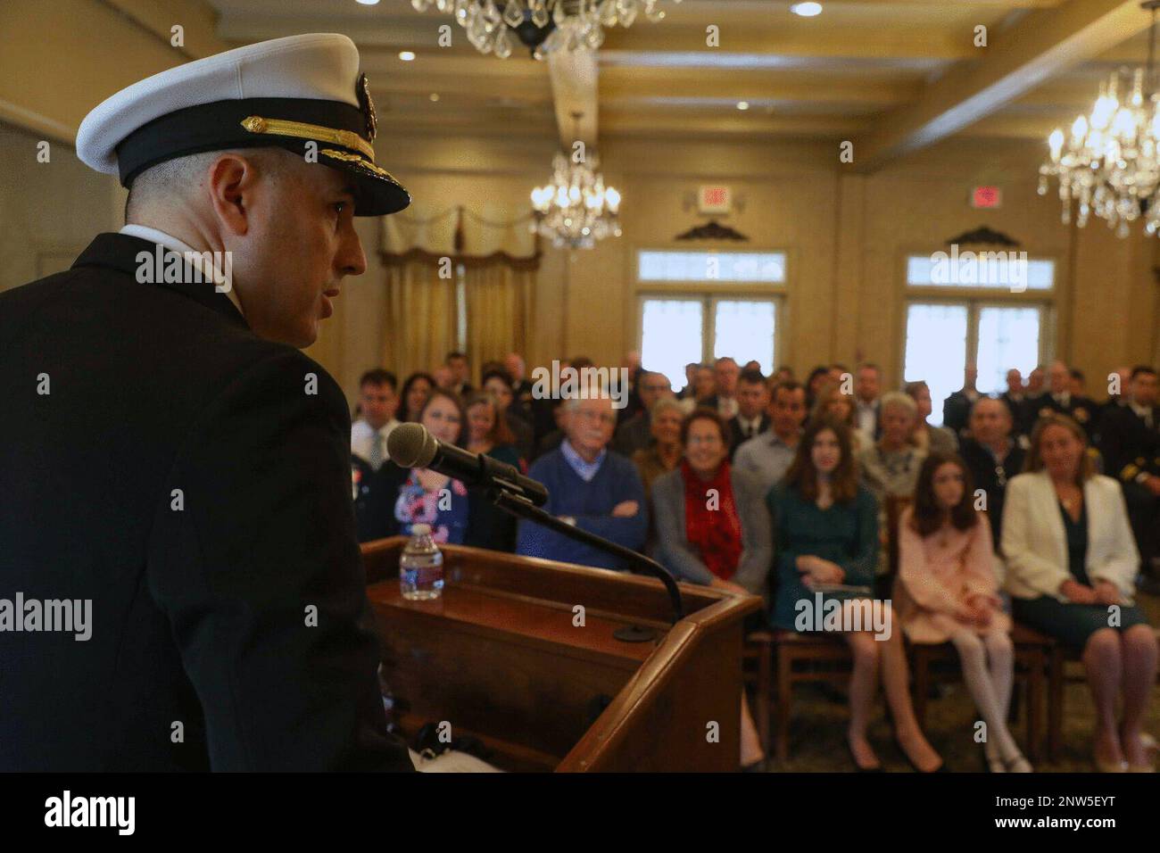 Capt. Bennett Christman speaks during a change of command ceremony for ...