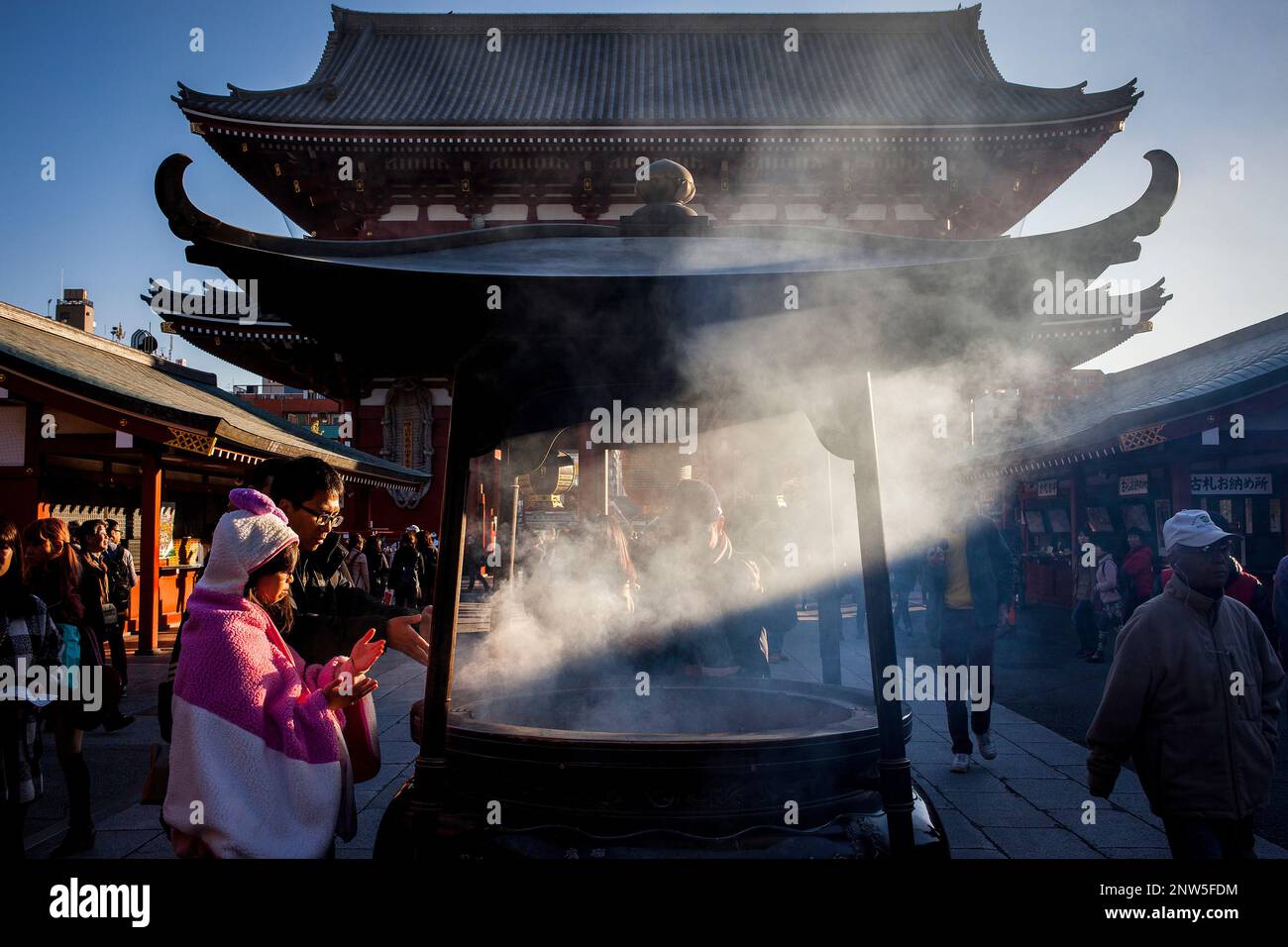 Worshippers Burning Incense, at Senso-ji Temple, Asakusa,Tokyo, Japan ...
