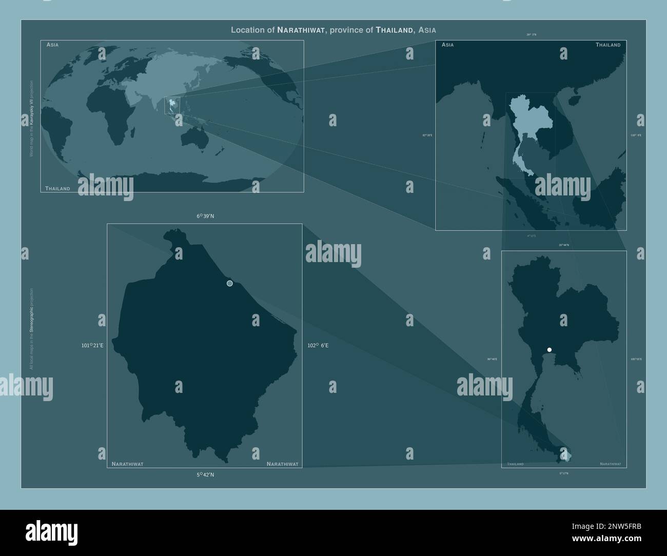 Narathiwat, province of Thailand. Diagram showing the location of the ...