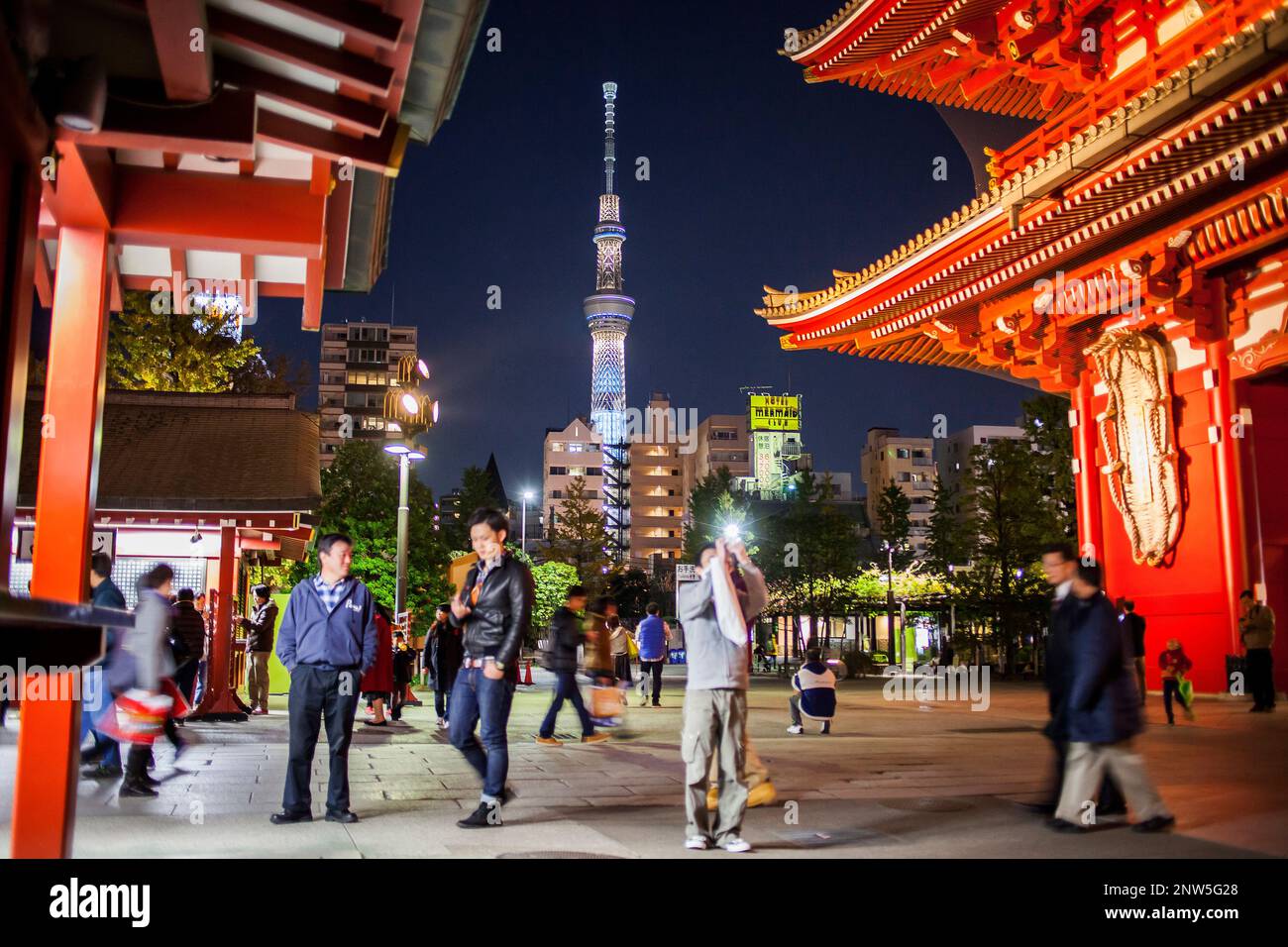 Senso-ji Temple, in background the Sky Tree Tower, Asakusa,Tokyo, Japan ...
