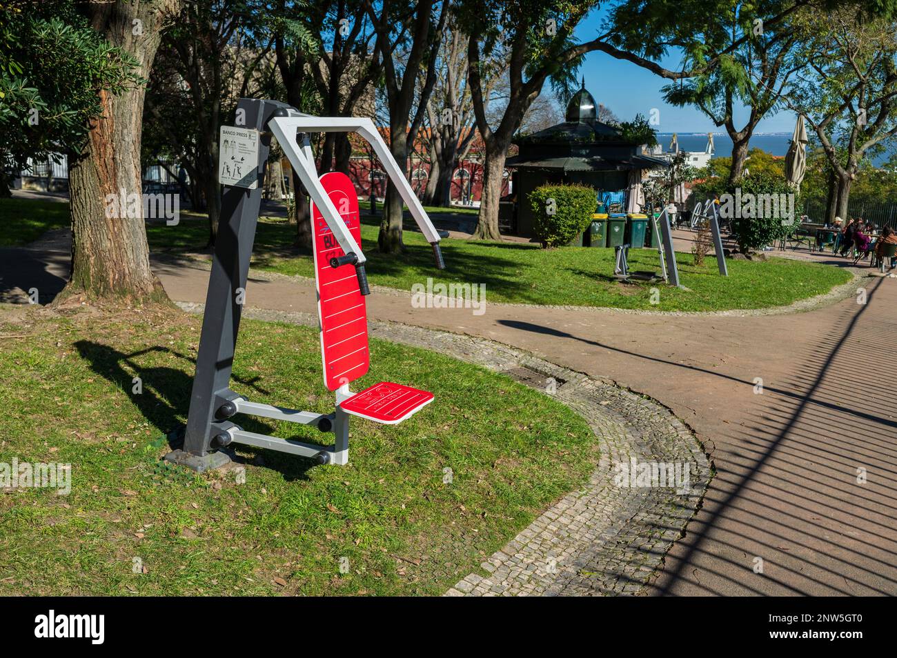 Gym machine in park at Campo de Santa Clara, Lisbon, Portugal Stock ...