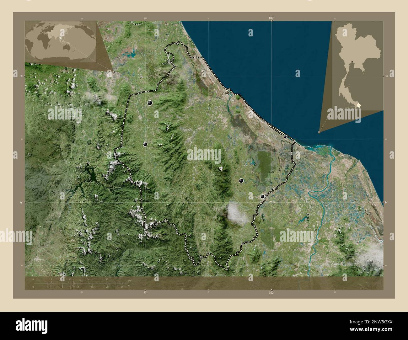 Narathiwat, province of Thailand. High resolution satellite map ...