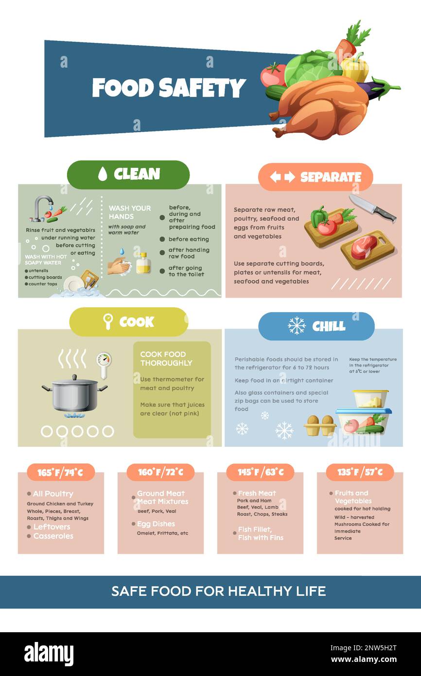 HACCP food safety infographics with editable text icons of meals and categorized tips with color ...
