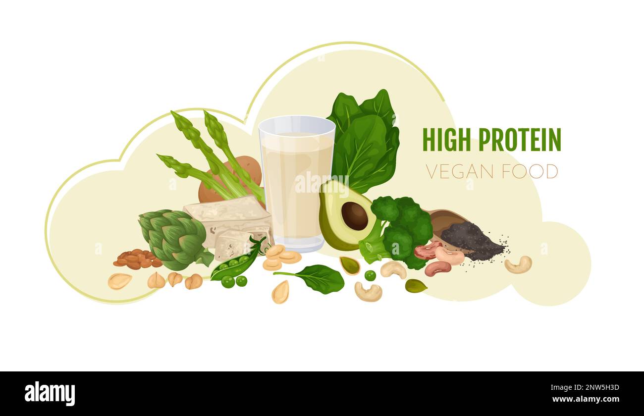 Vegan protein food composition with editable text and pile with cashew ...