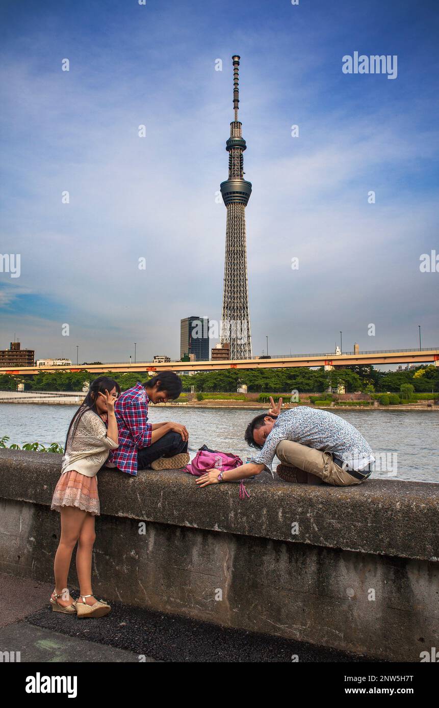Sky Tree from Sumida Koen Park, Asakusa District, Tokyo, Japan Stock ...