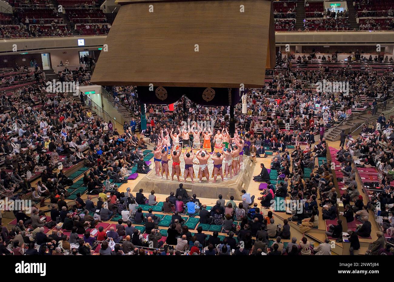 Sumo tournament in Ryogoku kokugikan stadium,Tokyo city, Japan Stock ...