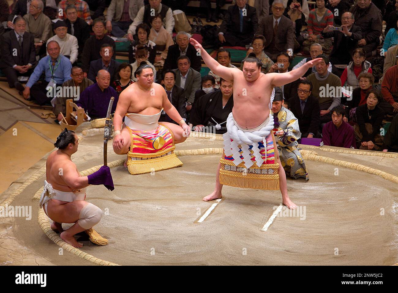Sumo tournament in Ryogoku kokugikan stadium,Tokyo city, Japan Stock ...