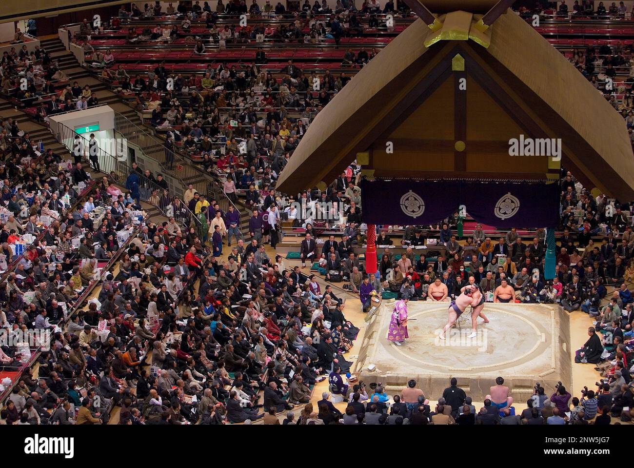 Sumo tournament in Ryogoku kokugikan stadium,Tokyo city, Japan Stock ...