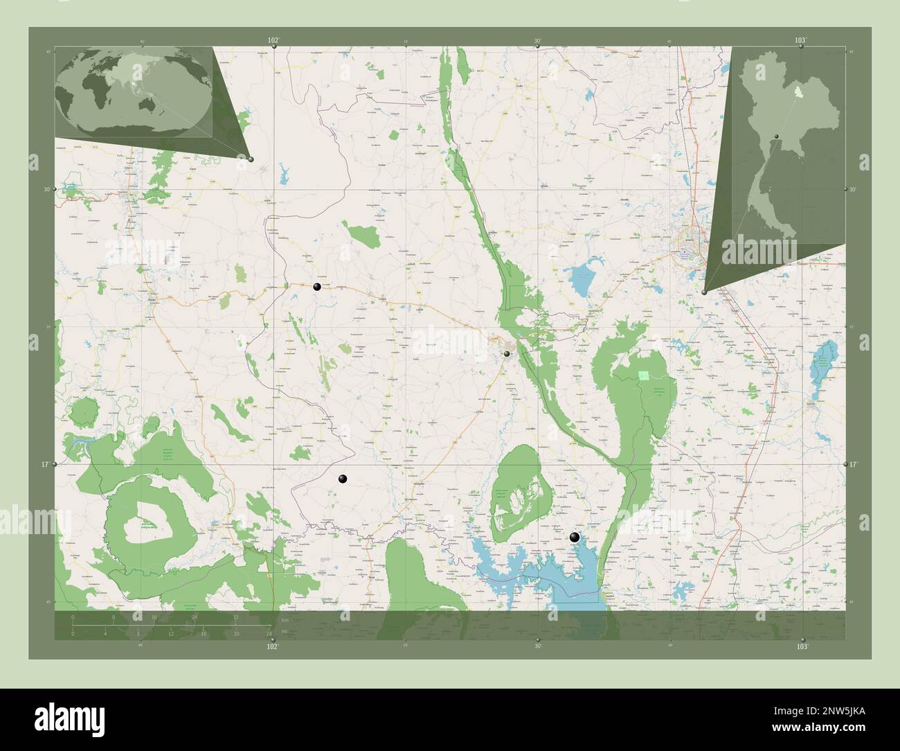 Nong Bua Lam Phu, province of Thailand. Open Street Map. Locations of ...