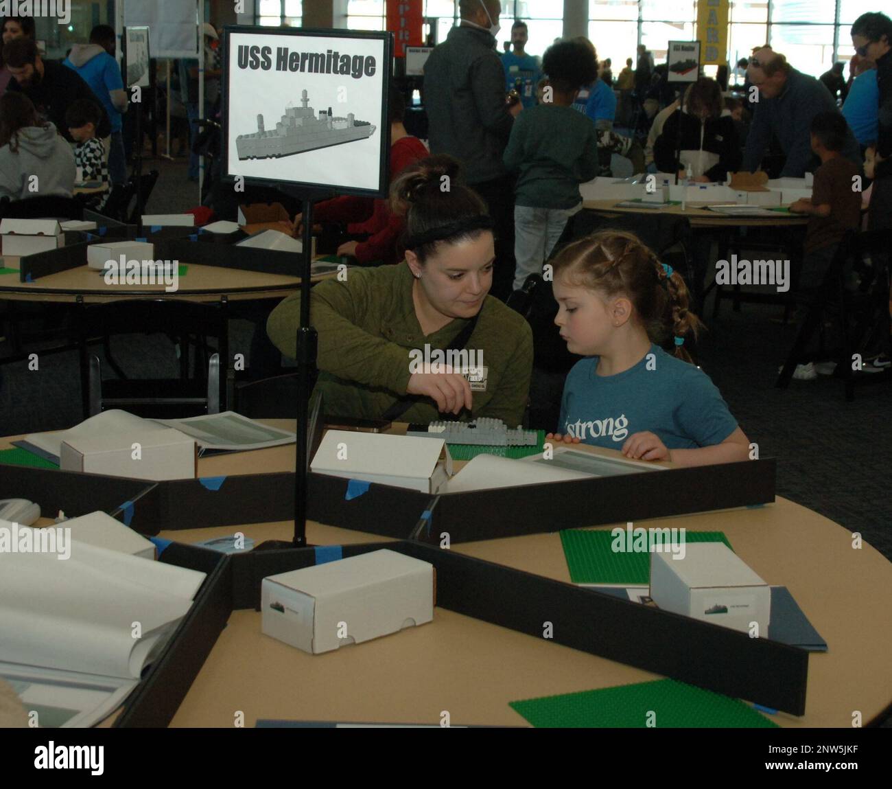 Visitors build LEGO ships during the Hampton Roads Naval Museum’s 12th ...