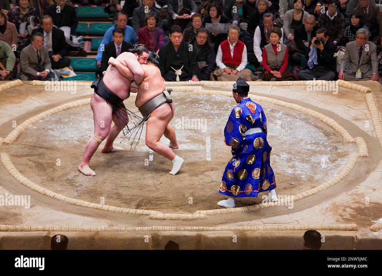 Sumo tournament in Ryogoku kokugikan stadium,Tokyo city, Japan Stock ...