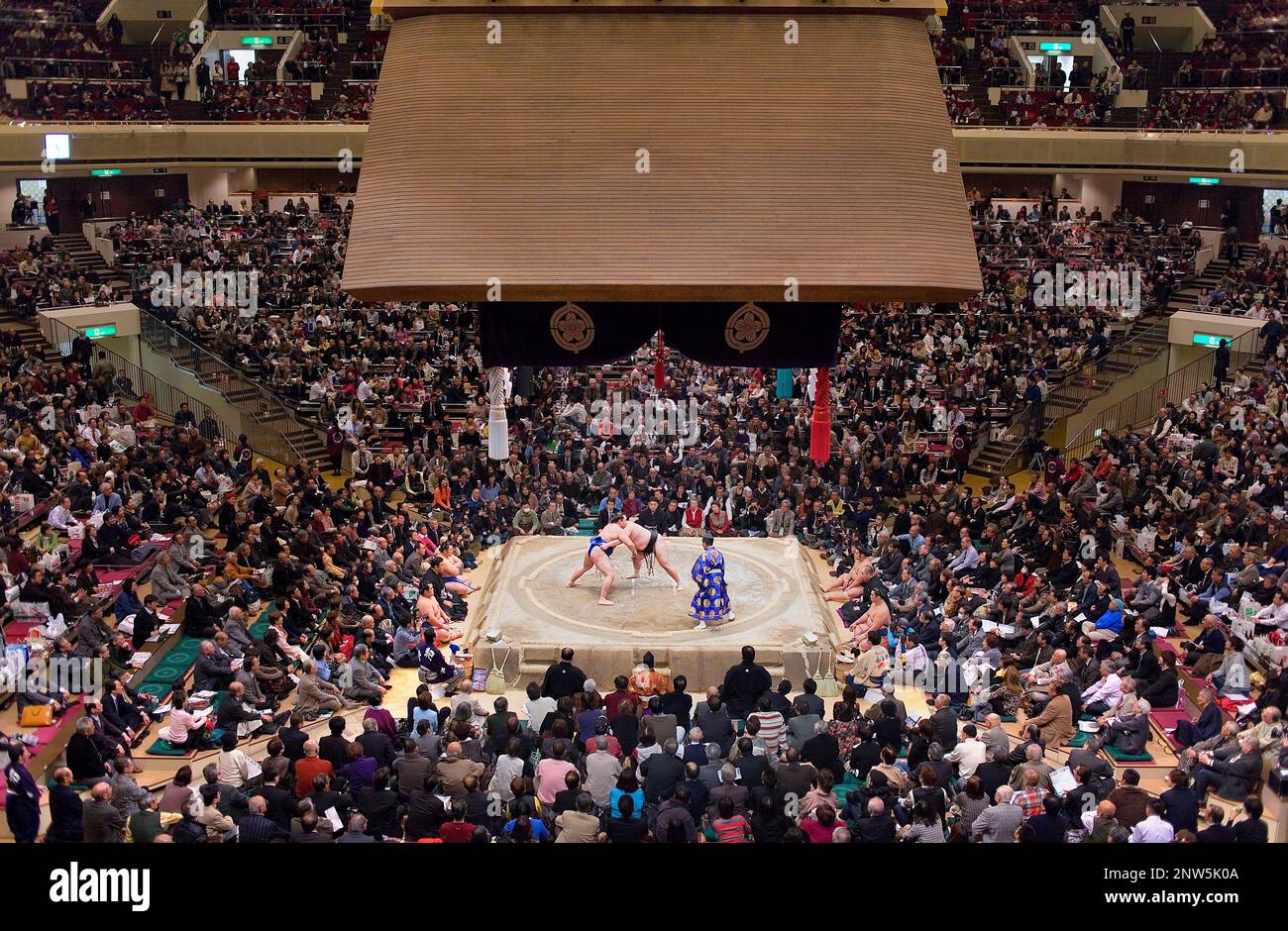 Sumo tournament in Ryogoku kokugikan stadium,Tokyo city, Japan Stock ...
