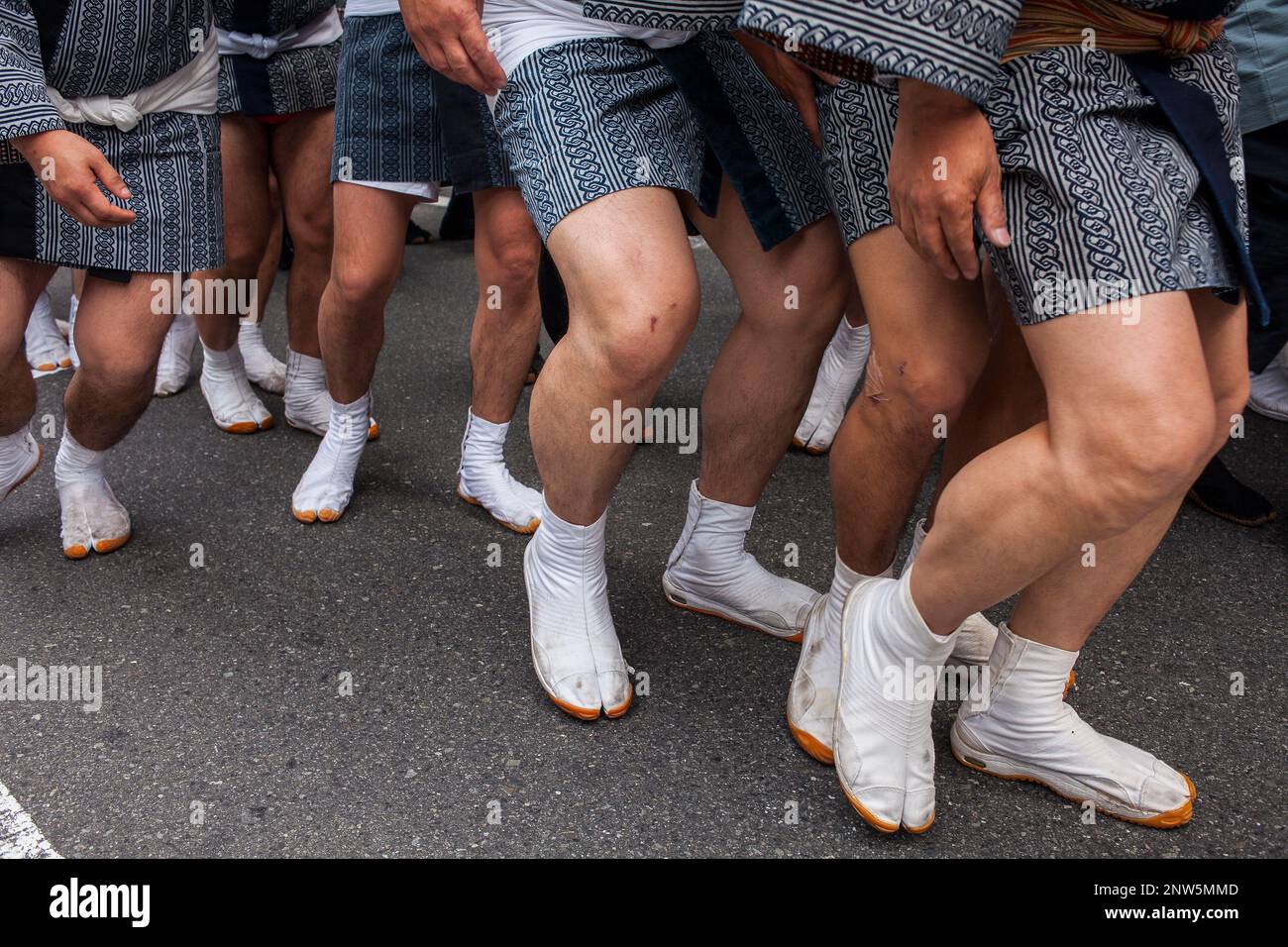Detail, bearers of Mikoshi,Sanja Matsuri Festival, in Kaminarimon dori ...