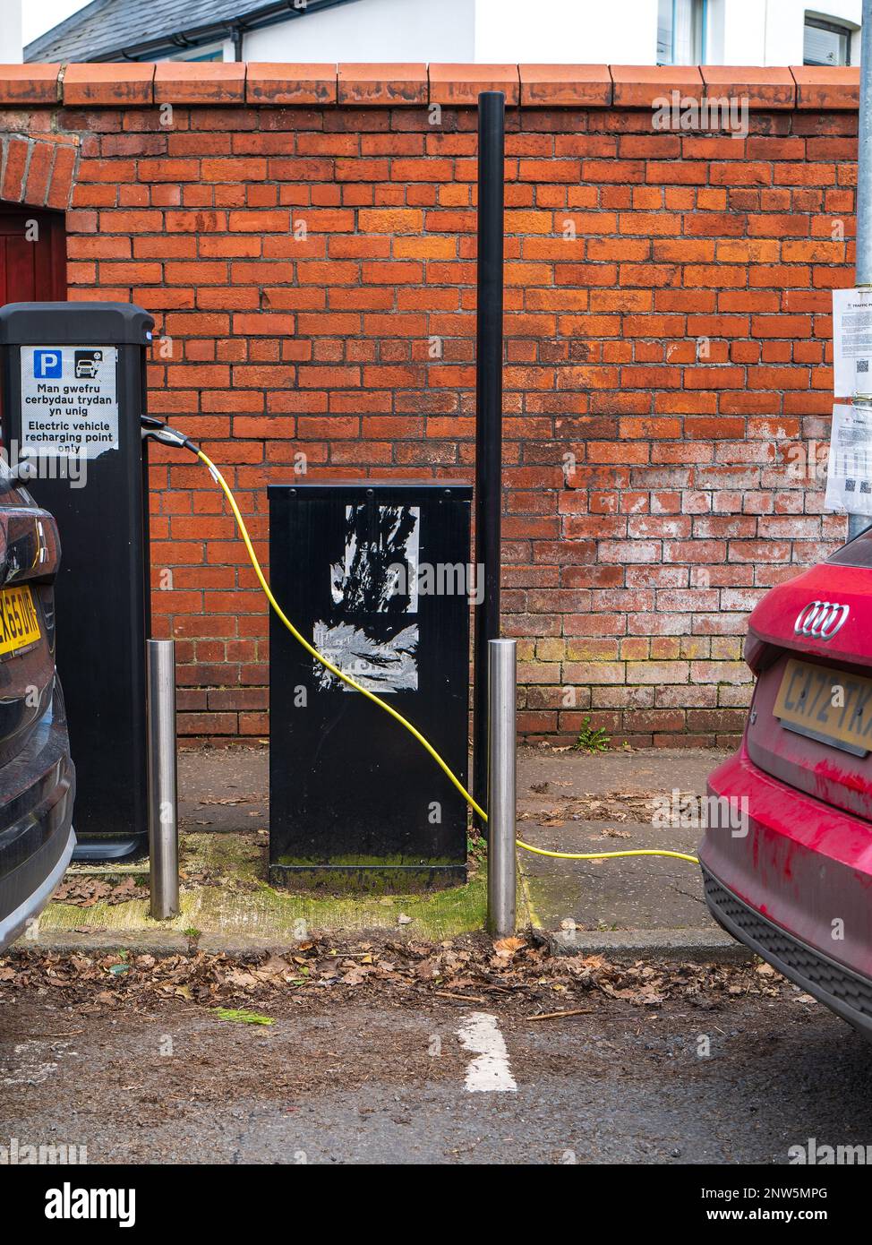 Electric Vehicle (EV) charging point in a suburban street in Cardiff ...