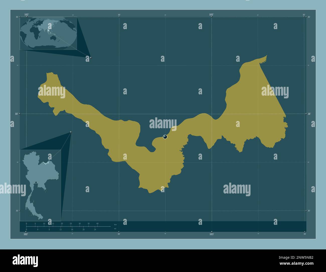 Nong Khai, province of Thailand. Solid color shape. Corner auxiliary ...