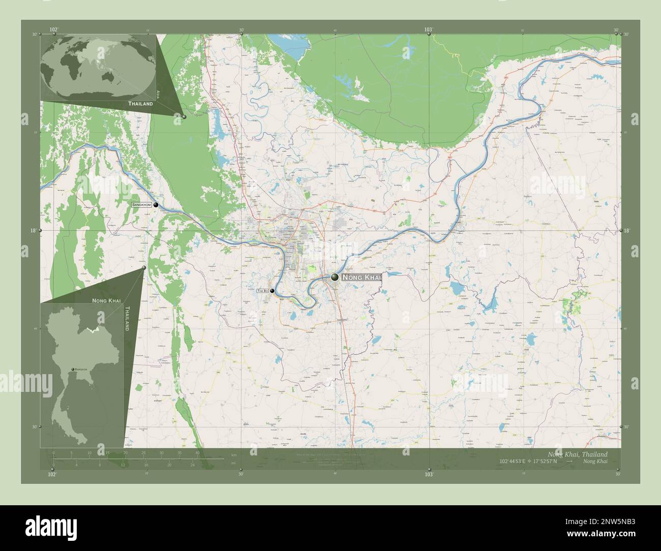 Nong Khai, province of Thailand. Open Street Map. Locations and names ...