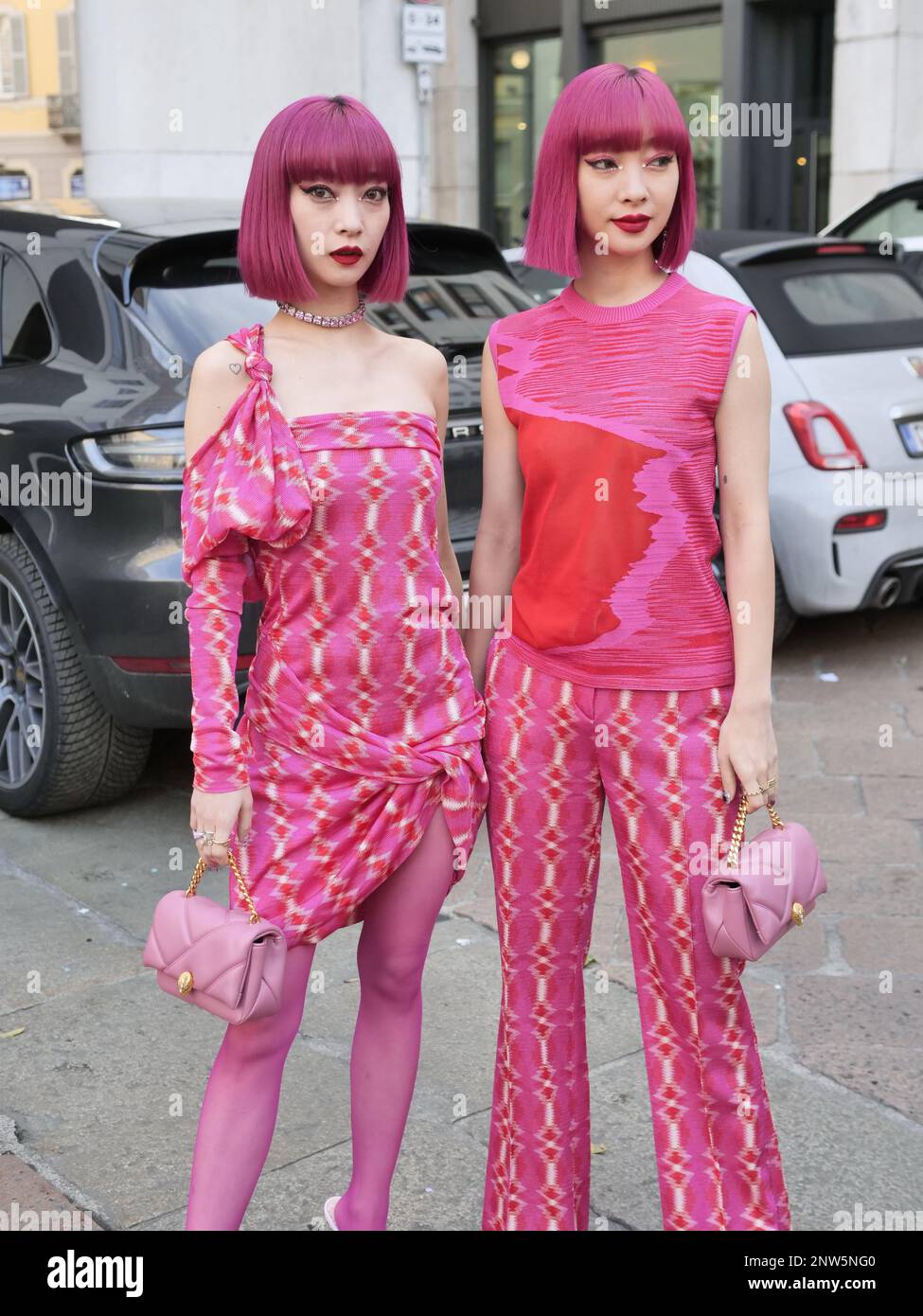 Aya e Ami Amiaya street style outfit before Missoni fashion show during MIlano fashion week fall ...