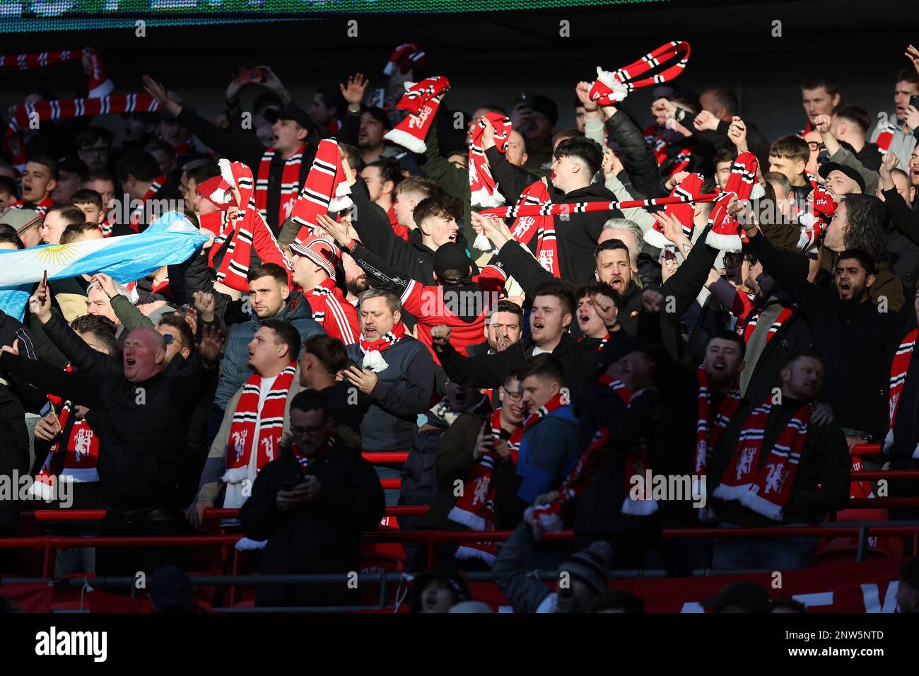 London, UK. 26th Feb, 2023. Manchester Utd supporters . Carabao Cup ...