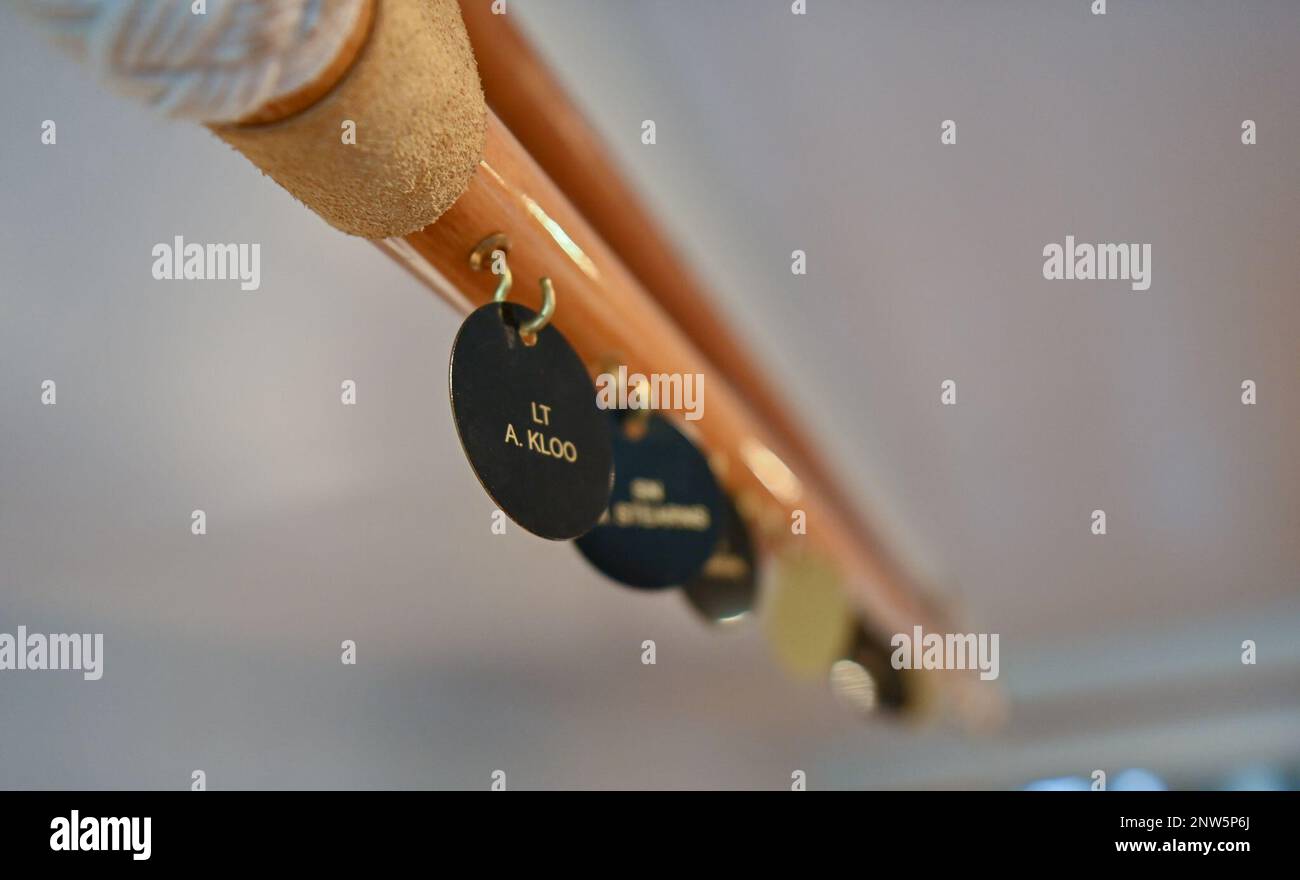 Name tags are shown hanging in Coast Guard Station Atlantic City ...