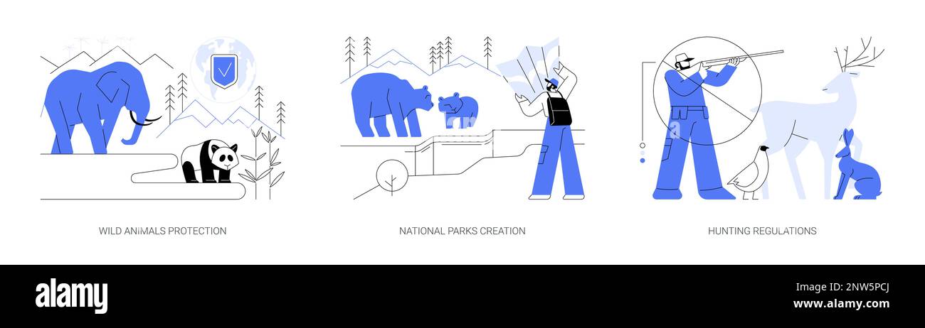 Wildlife preservation abstract concept vector illustrations Stock ...