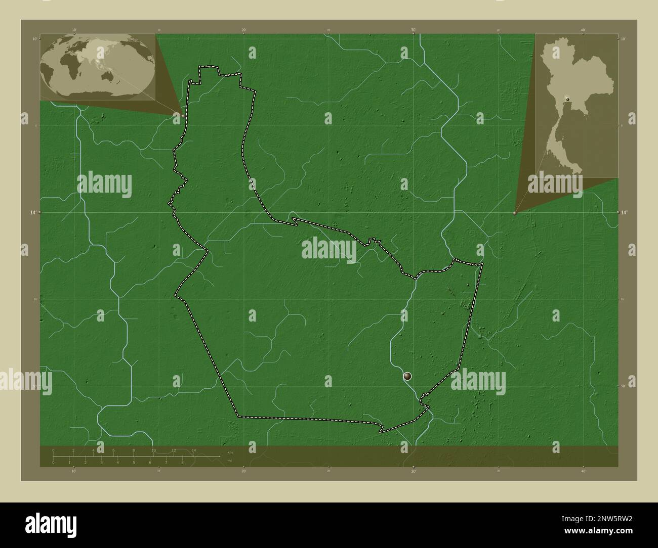 Nonthaburi, province of Thailand. Elevation map colored in wiki style ...