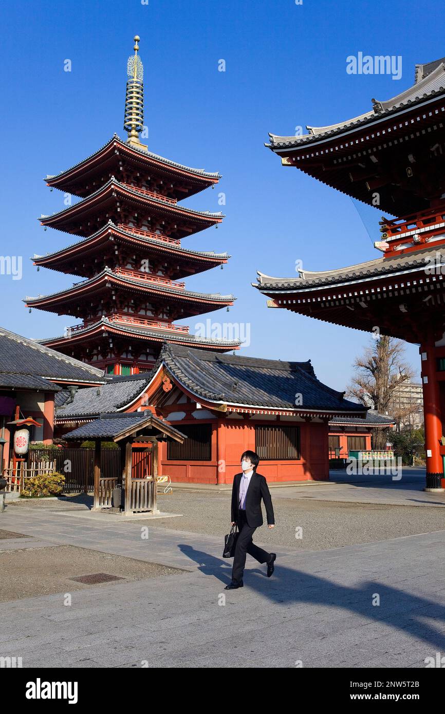 Senso-ji Temple,Five Storied Pagoda and Hozo-mon Gate,Asakusa district ...