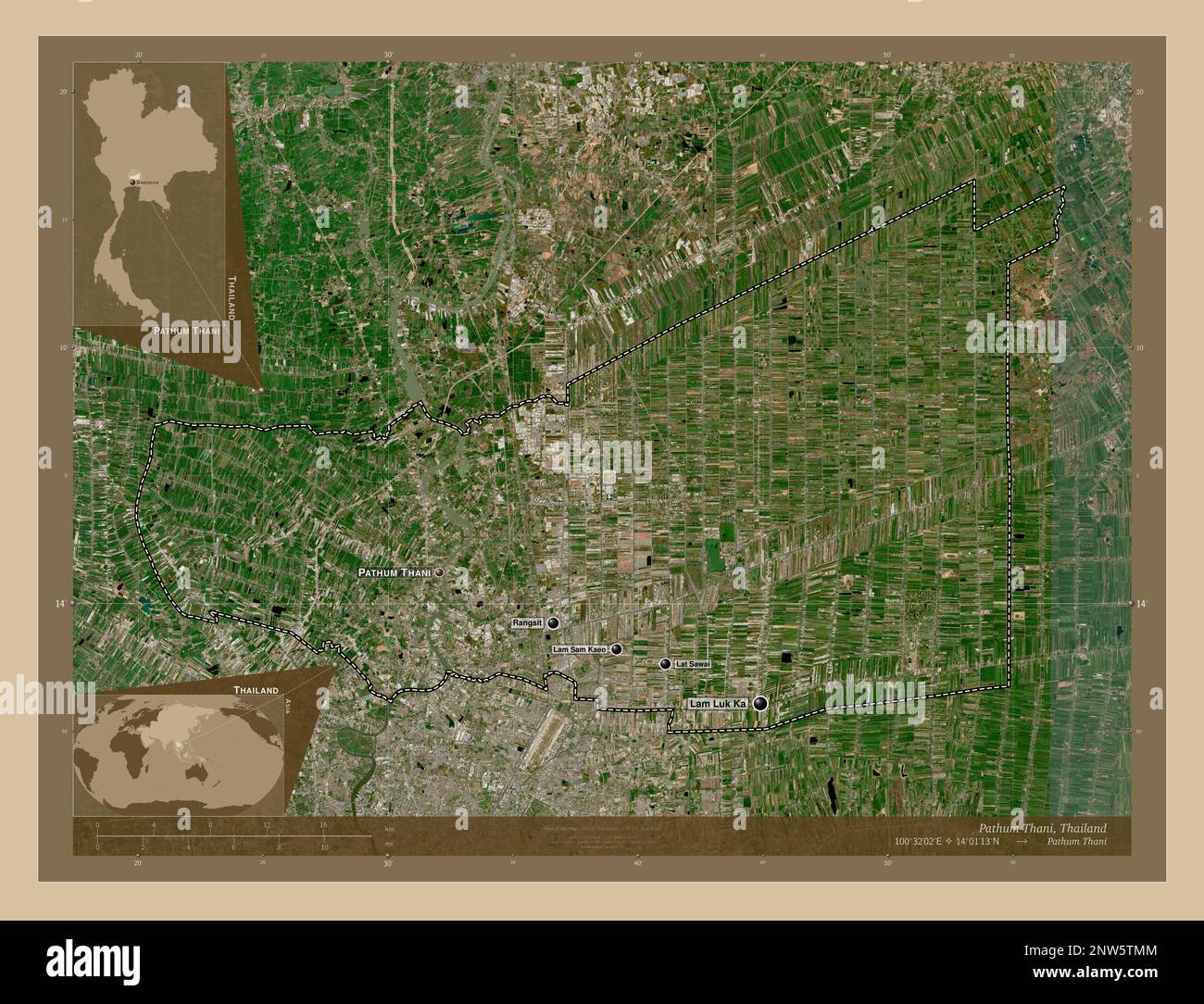 Pathum Thani, province of Thailand. Low resolution satellite map ...