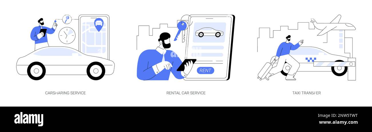 Passenger transportation services abstract concept vector illustrations ...