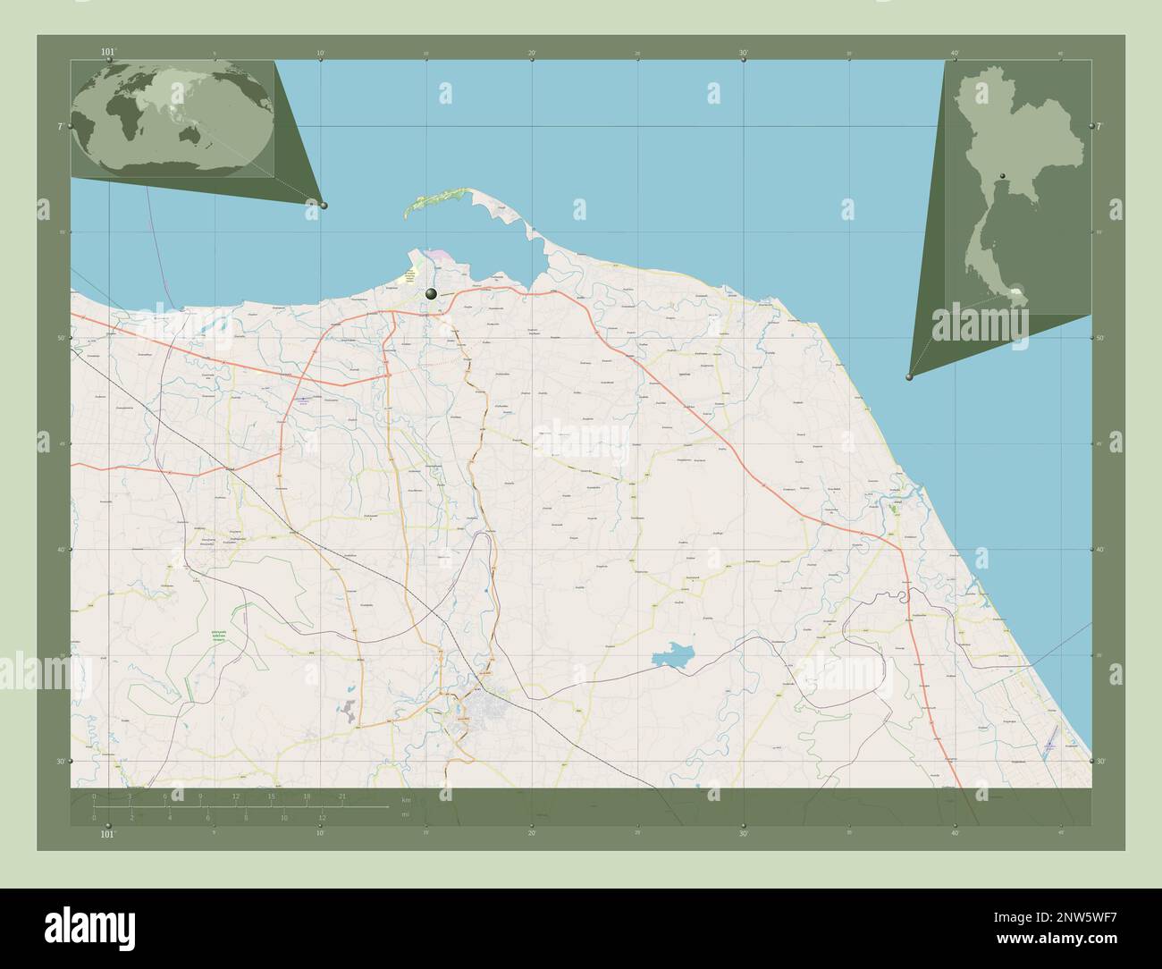 Pattani, province of Thailand. Open Street Map. Corner auxiliary ...