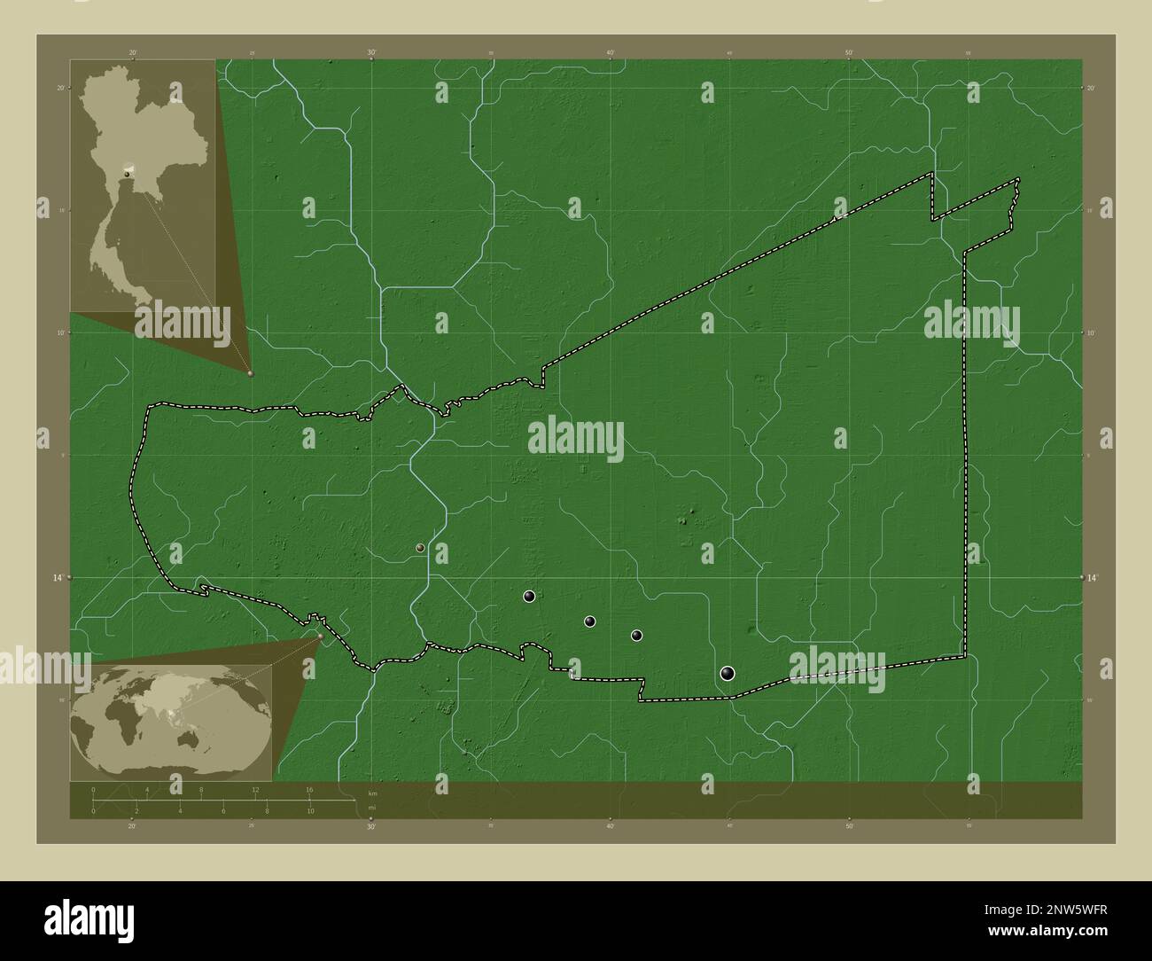 Pathum Thani, province of Thailand. Elevation map colored in wiki style ...