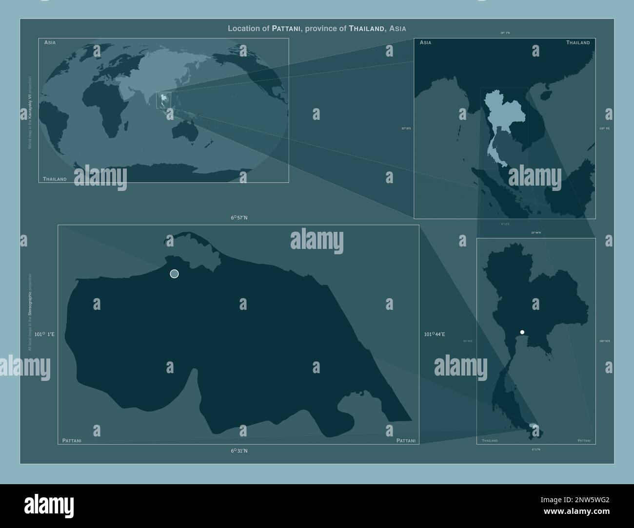 Pattani, province of Thailand. Diagram showing the location of the ...