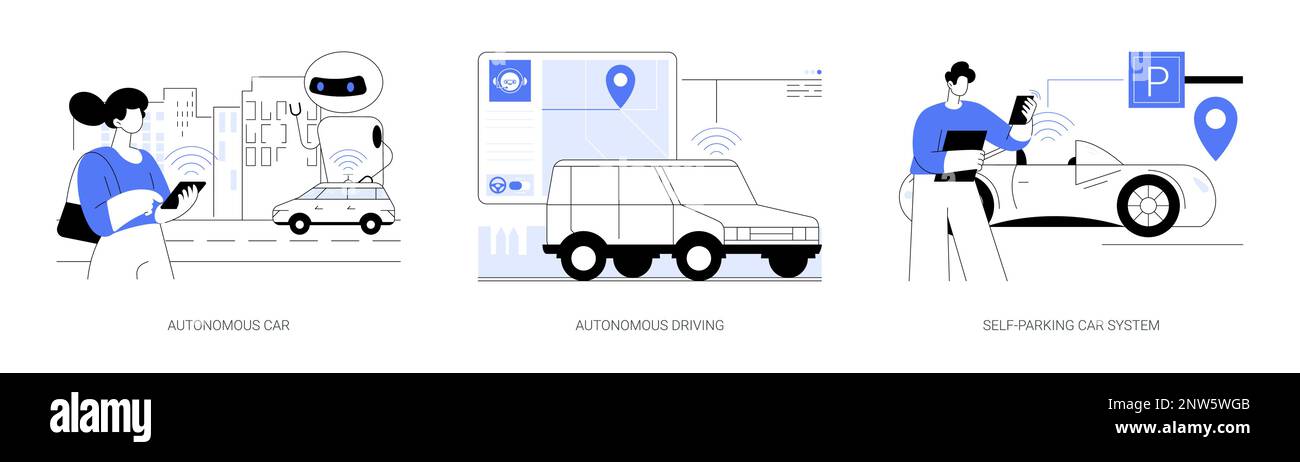 Autonomous vehicle abstract concept vector illustrations Stock Vector ...