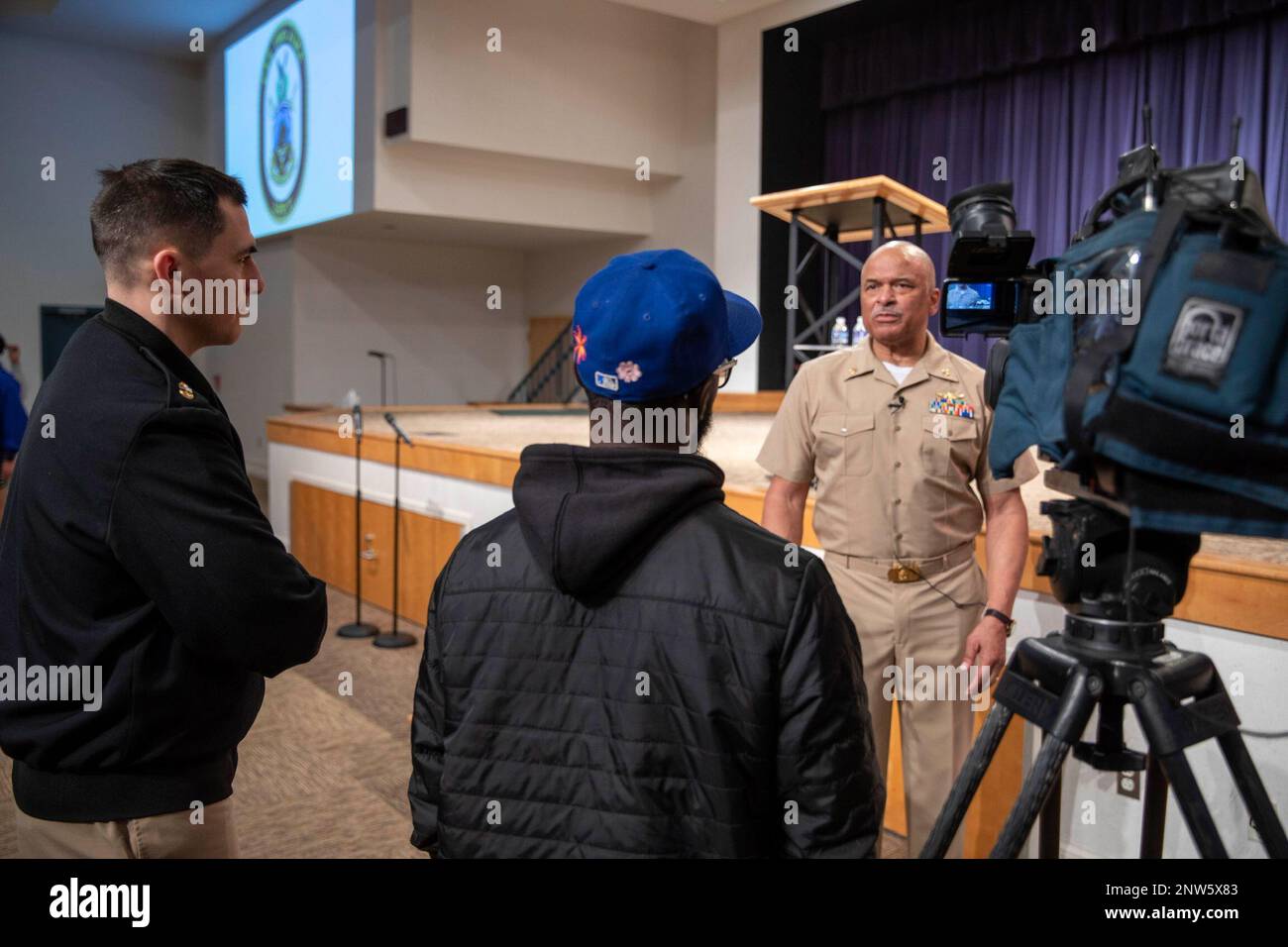 Retired U.S. Army Chief Warrant Officer 5 Phillip Brashear gives a presentation to the crew of ...