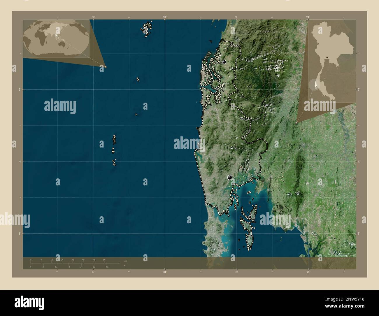 Phang Nga, province of Thailand. High resolution satellite map ...