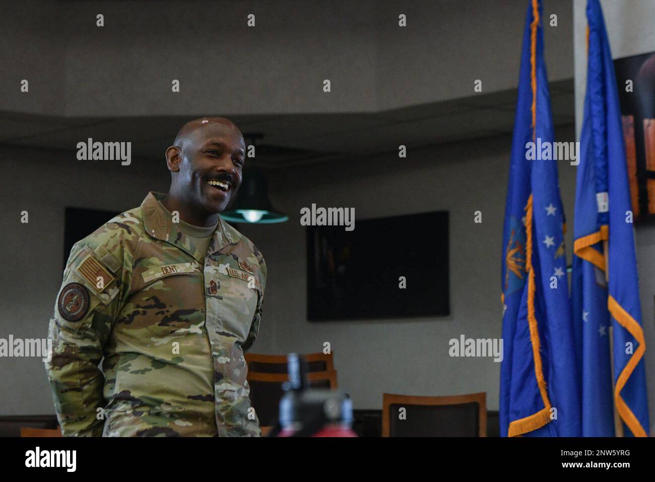 U.S. Air Force Chief Master Sgt. Aaron Dent, command first sergeant ...