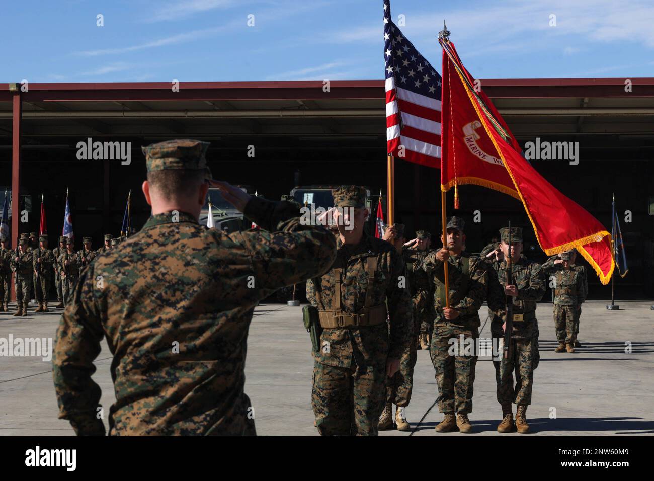 U.S. Marine Corps Lt. Col. Christopher Chase (center), the outgoing ...