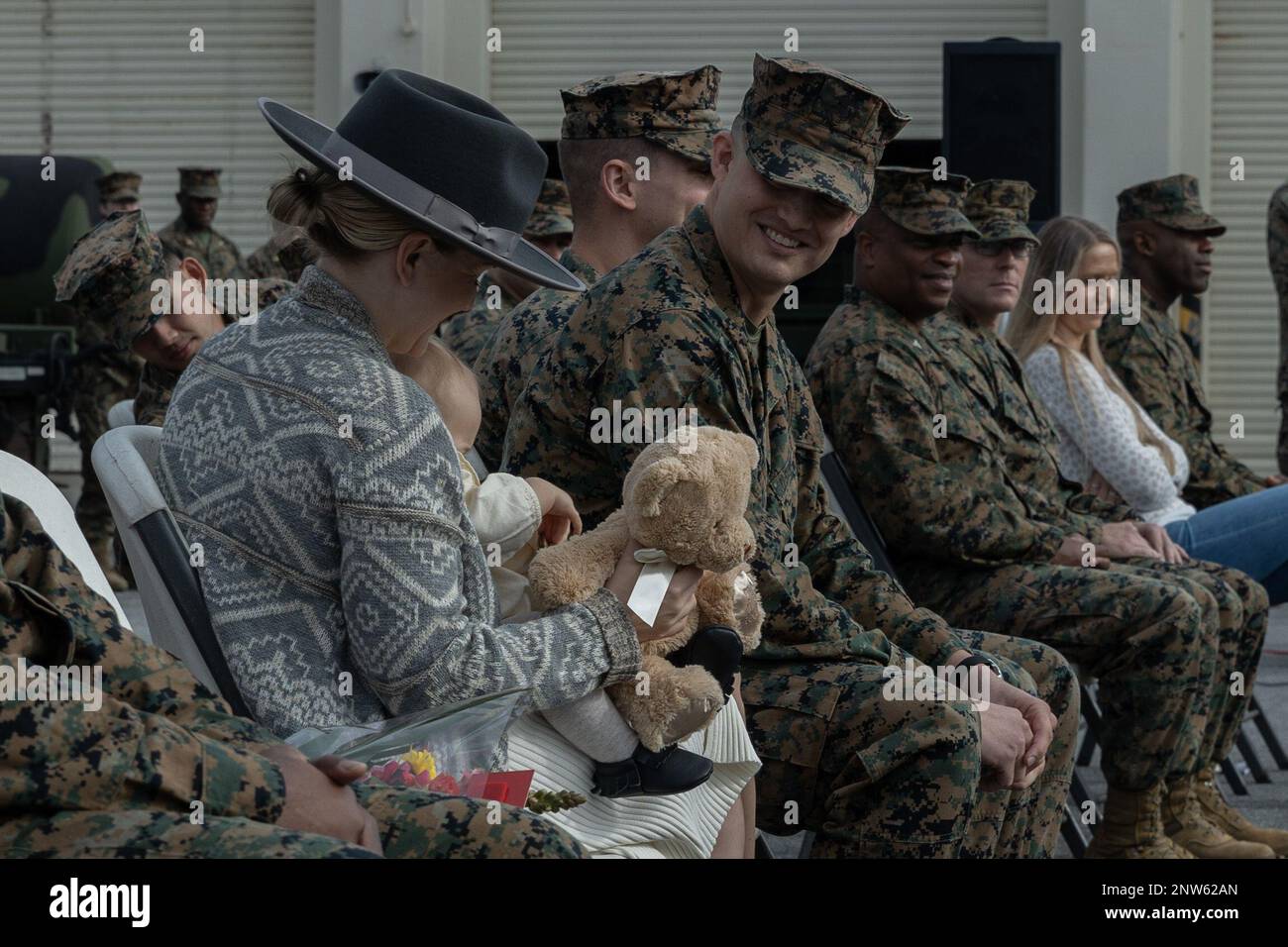 U.S. Marines from Marine Air Support Squadron (MASS) 2 and family ...