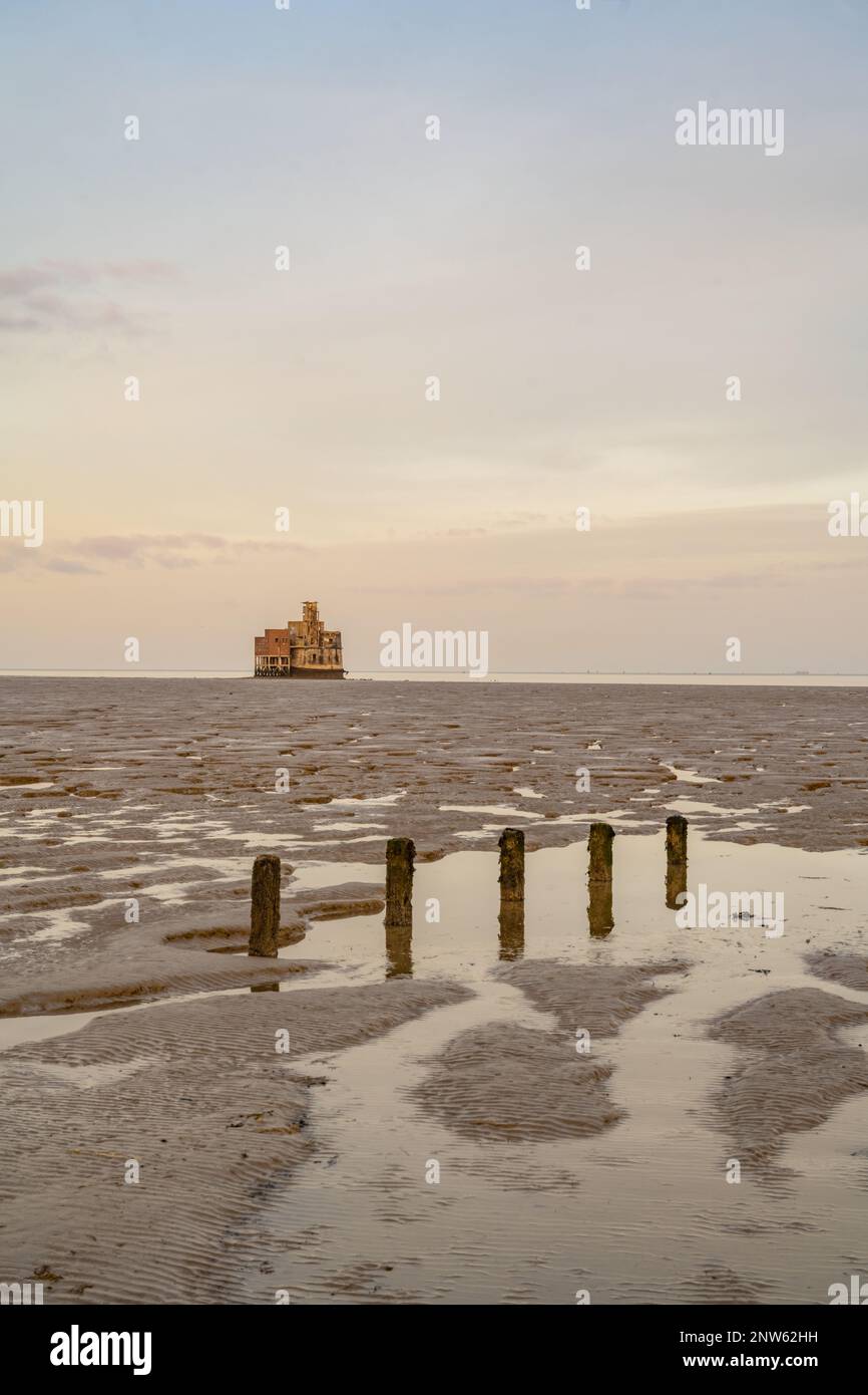 Grain fort between the Isle of Grain and Sheerness on the Medway. With ...