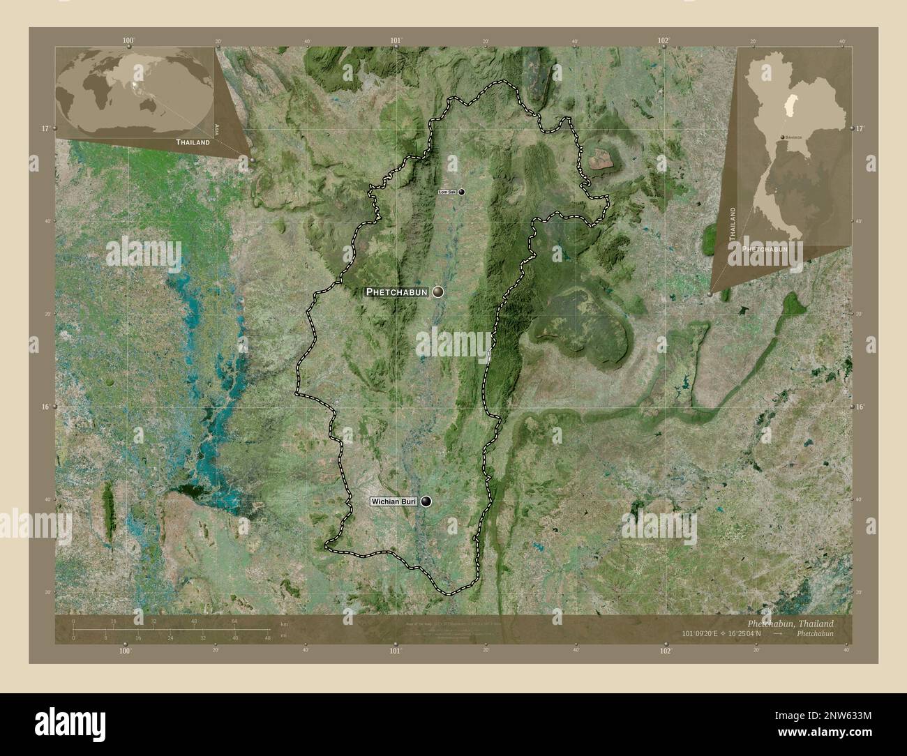 Phetchabun, province of Thailand. High resolution satellite map ...