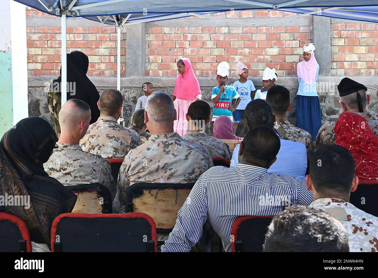 Students studying at the Balbala 3 School perform a play for U.S. Army ...