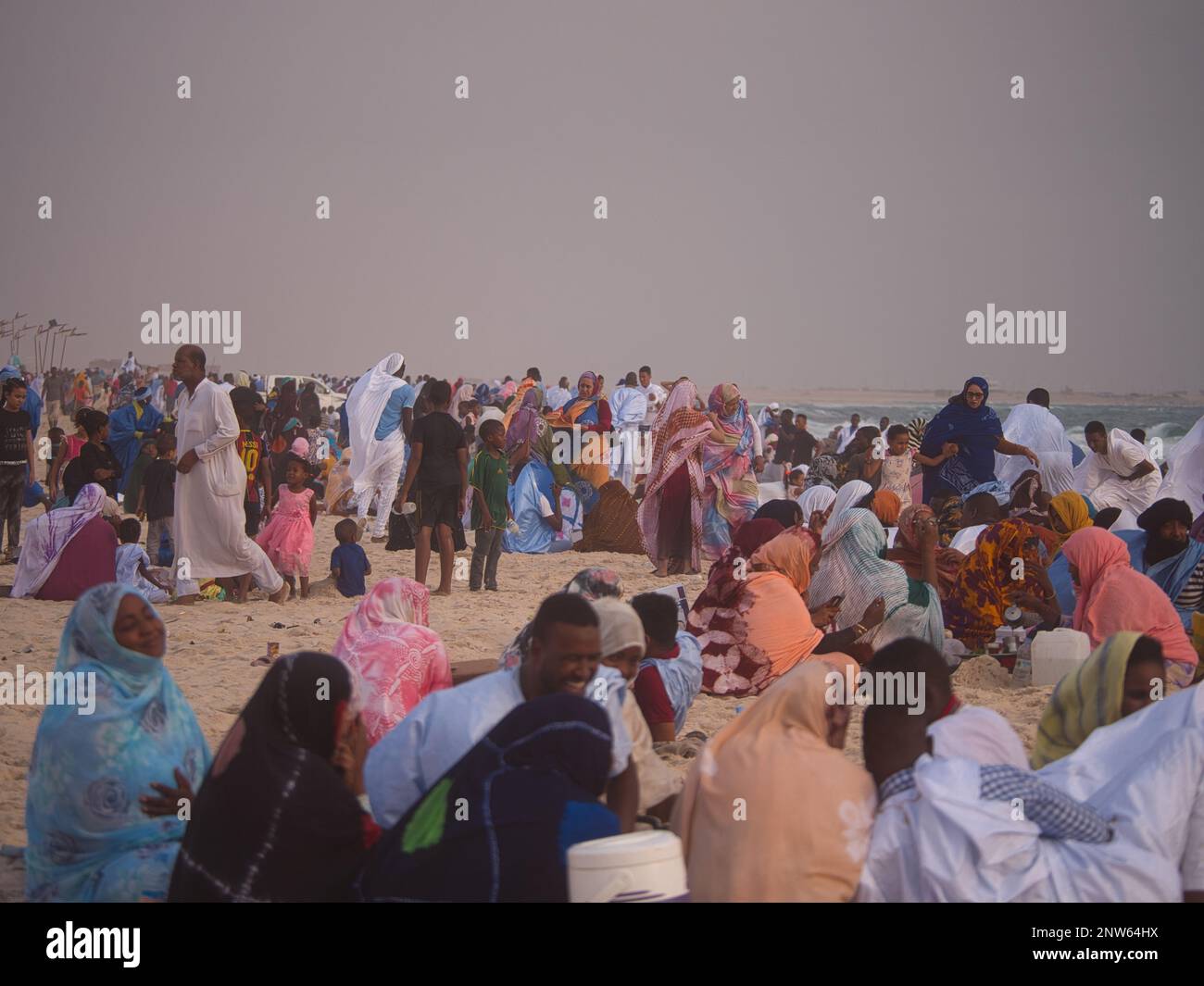 Wide photo at ground level of the Bahamas beach, Nouakchott, Mauritania ...