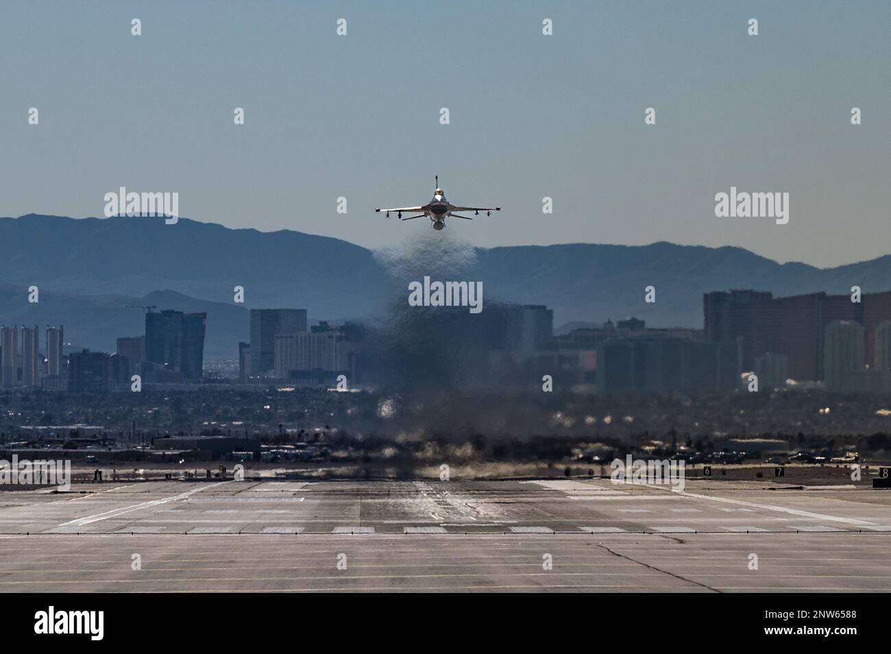 An F-16C Fighting Falcon assigned to the 64th Aggressors Squadron (AGRS ...