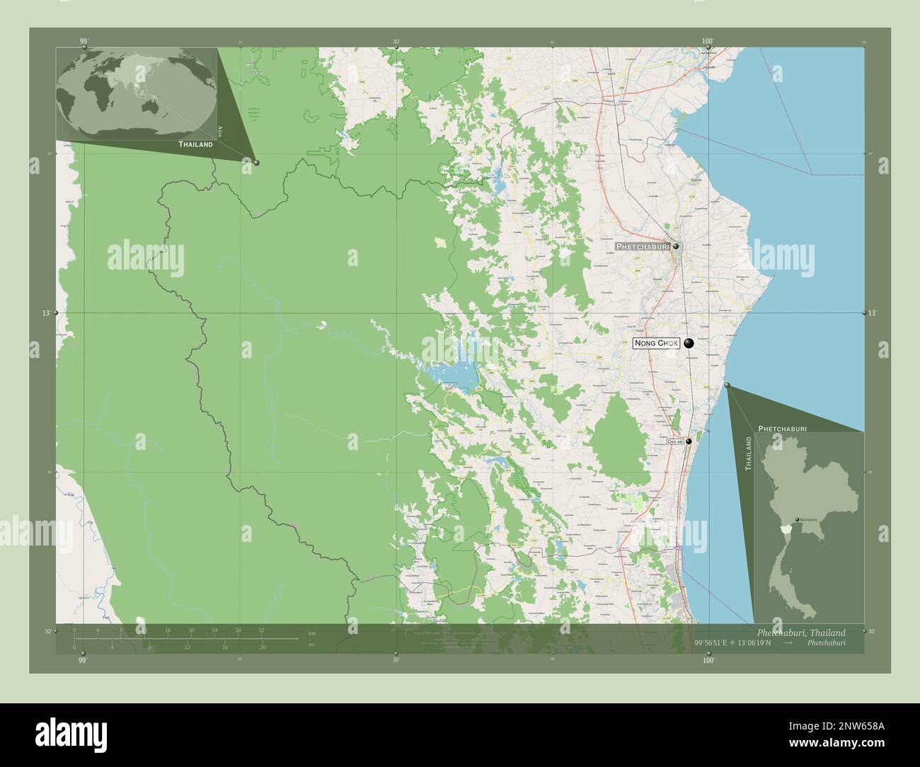 Phetchaburi, province of Thailand. Open Street Map. Locations and names ...