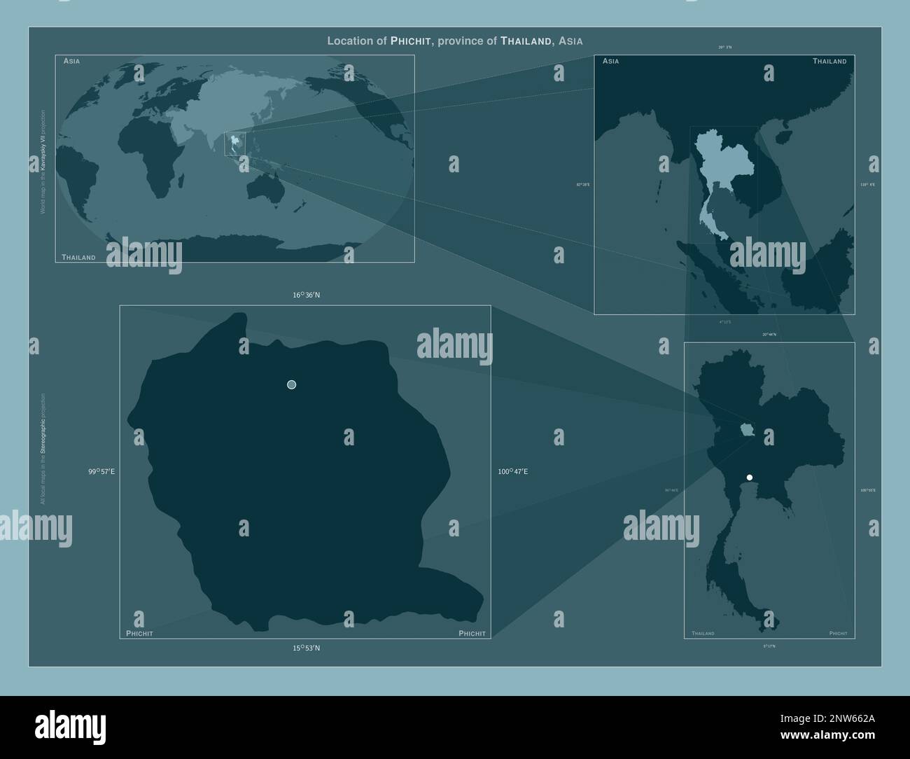 Phichit, province of Thailand. Diagram showing the location of the ...