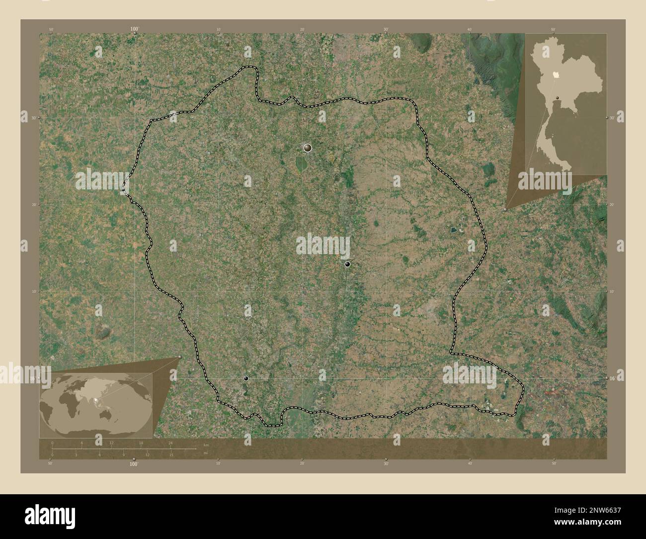 Phichit, province of Thailand. High resolution satellite map. Locations ...