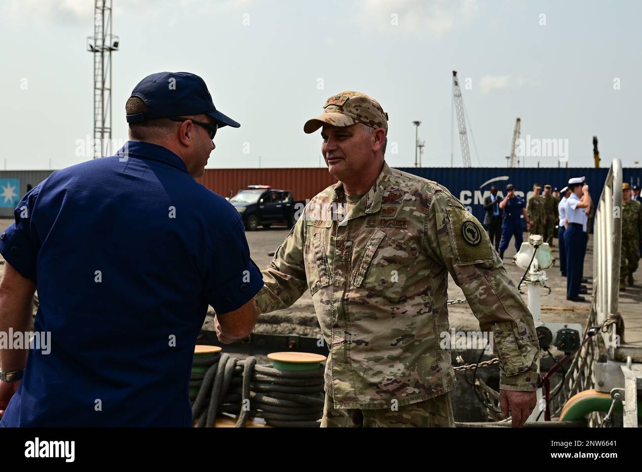 U.S. Coast Guard Cmdr. Corey Kerns, commanding officer of USCGC Spencer ...