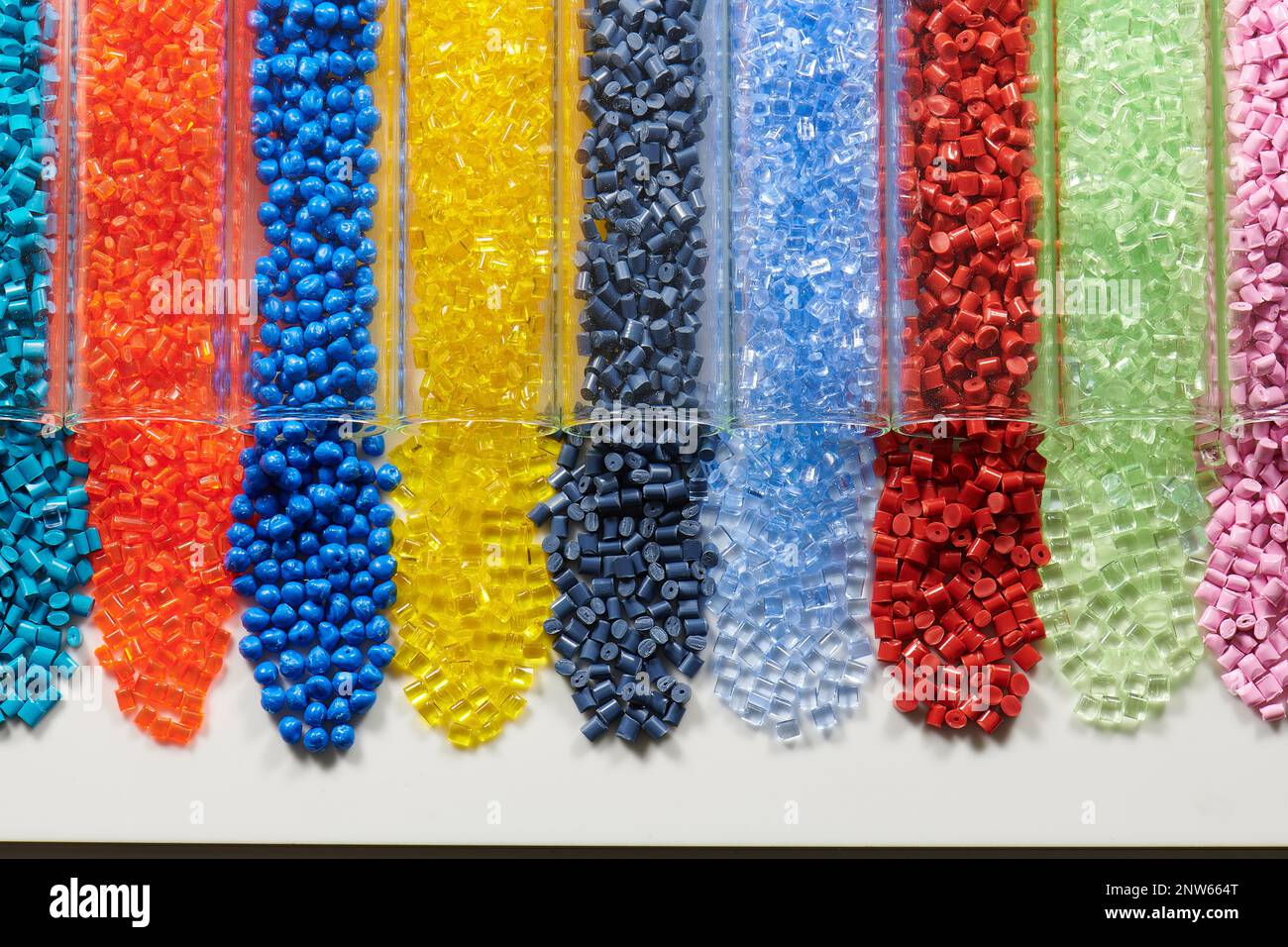 several colored plastic resins in test tubes in laboratory Stock Photo ...